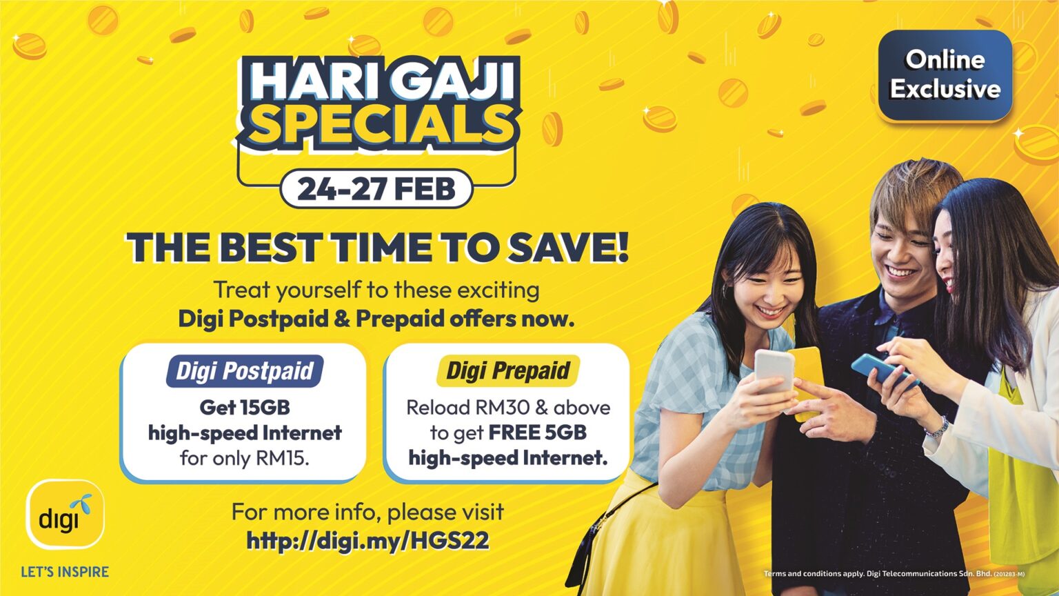 【内附教程】Digi推出Hari Gaji限时优惠：充值RM30或以上可享免费5GB高速网络、15GB流量只需RM15！2月27日截止！