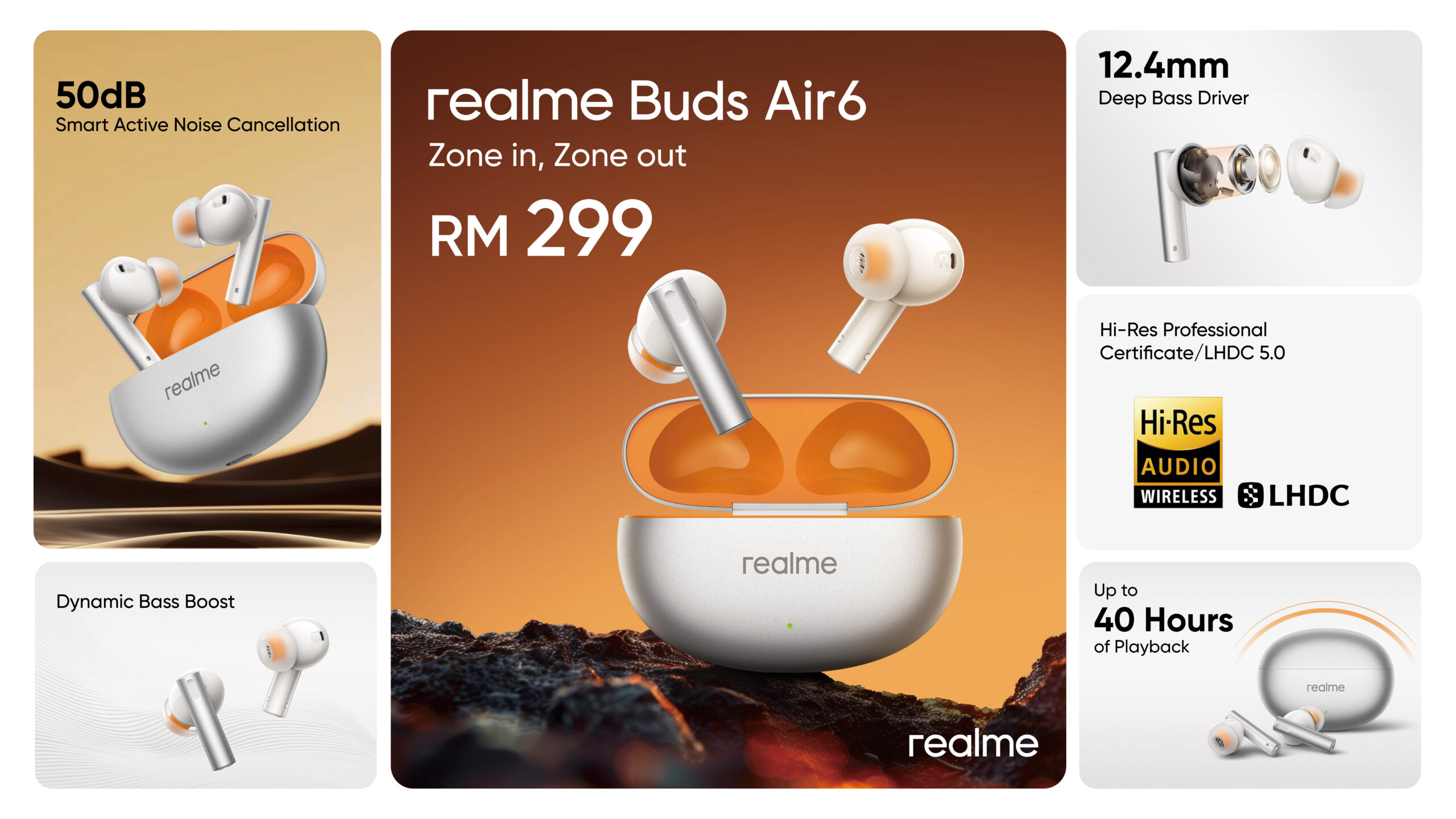realme Buds Air6 系列发布：支持50dB主动降噪、360°空间音频、续航40小时，大马售价RM299起！ - Zing Gadget
