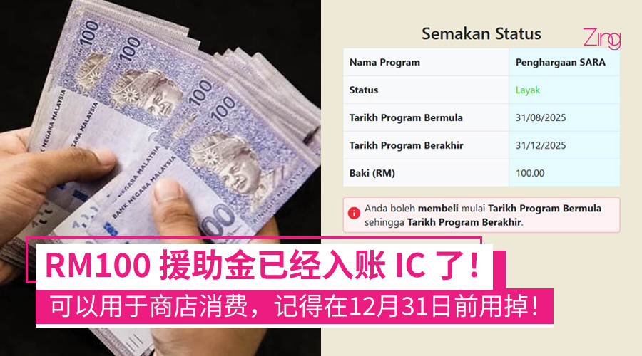RM100 援助金能用了！2200 万大马人可直接刷 IC 消费，快检查自己有没有拿到！