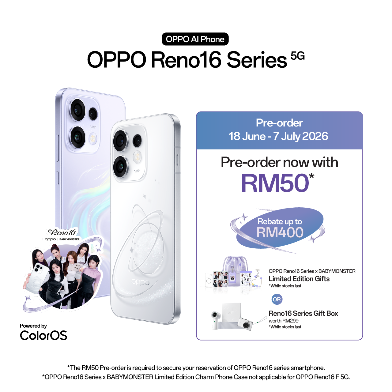 OPPO Reno16系列7月8日发布：BABYMONSTER为新任Reno代言人！预订可享总值RM1198的优惠 - Zing Gadget